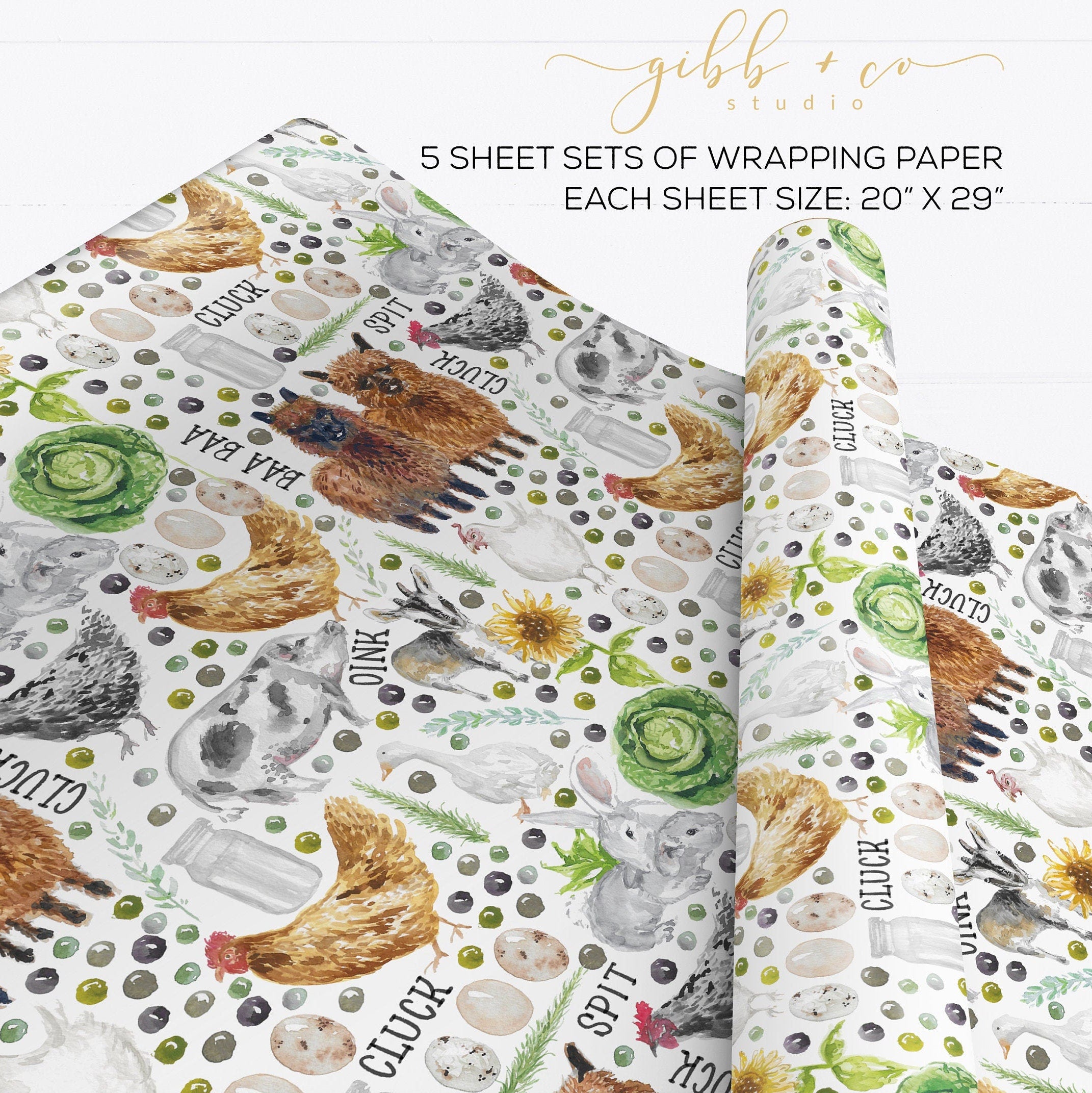 Whimsical Vintage farm wrapping paper – Gibb + Co Studio